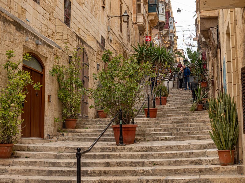 Steps on the Hill of Valletta in Malta - MALTA, REPUBLIC of MALTA ...