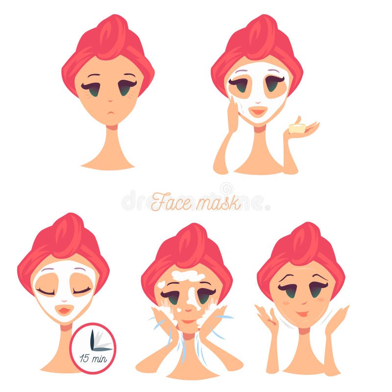 Steps How To Apply Facial Cosmetic Mask Stock Illustrations – 53 Steps ...
