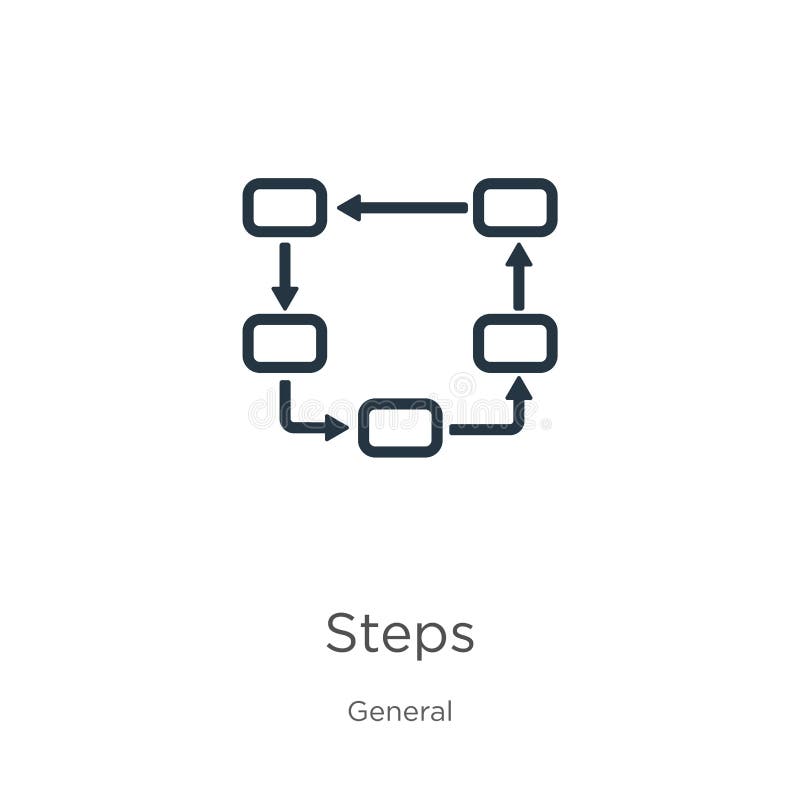 Outline Steps Vector Icon. Isolated Black Simple Line Element ...