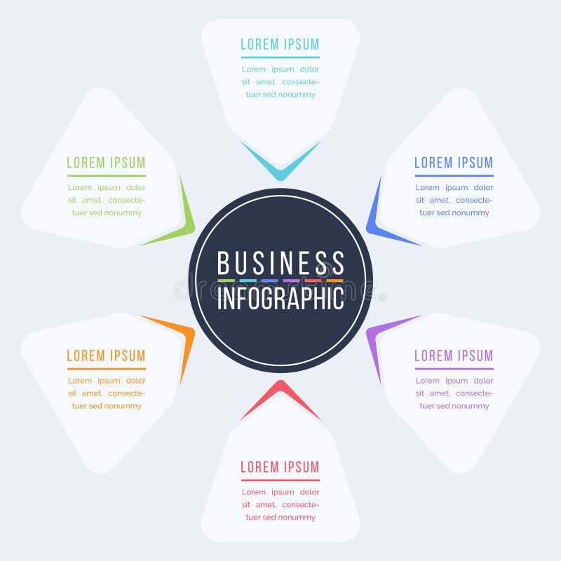 6 Steps Infographic Business Design 6 Objects, Elements or Options ...