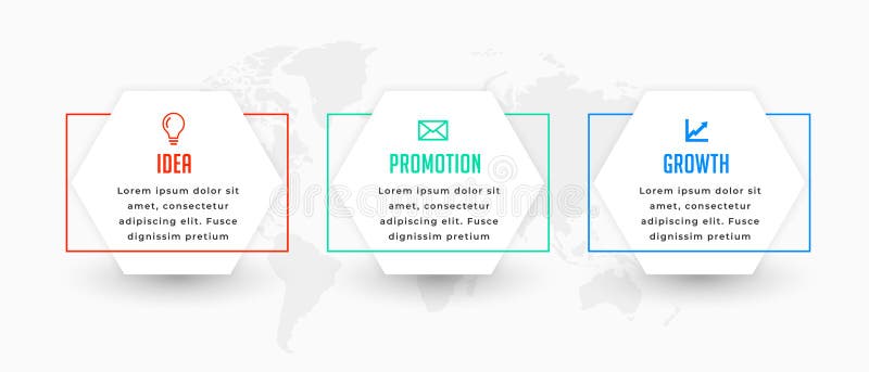 3 Steps Infographic Process Chart Banner with World Map Design Stock ...