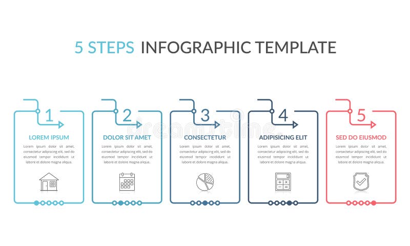 5 Steps - Infographic Template Stock Vector - Illustration of square ...