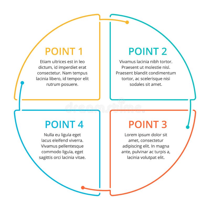 4 Steps Infographic Template in Outline Segments Stock Vector ...