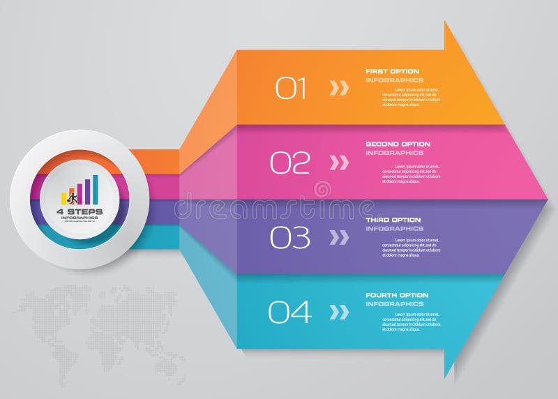 4 Steps Infographics Element Arrow Chart for Presentation. Stock Vector ...