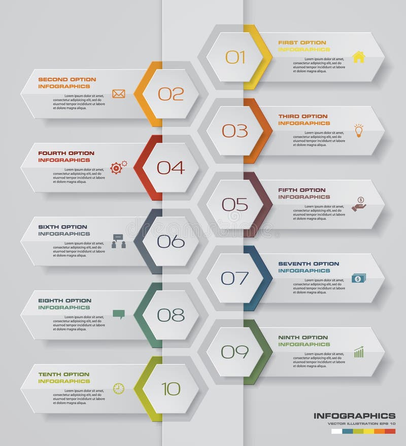 10 Steps Infographics Element Chart for Presentation. EPS 10 Stock ...