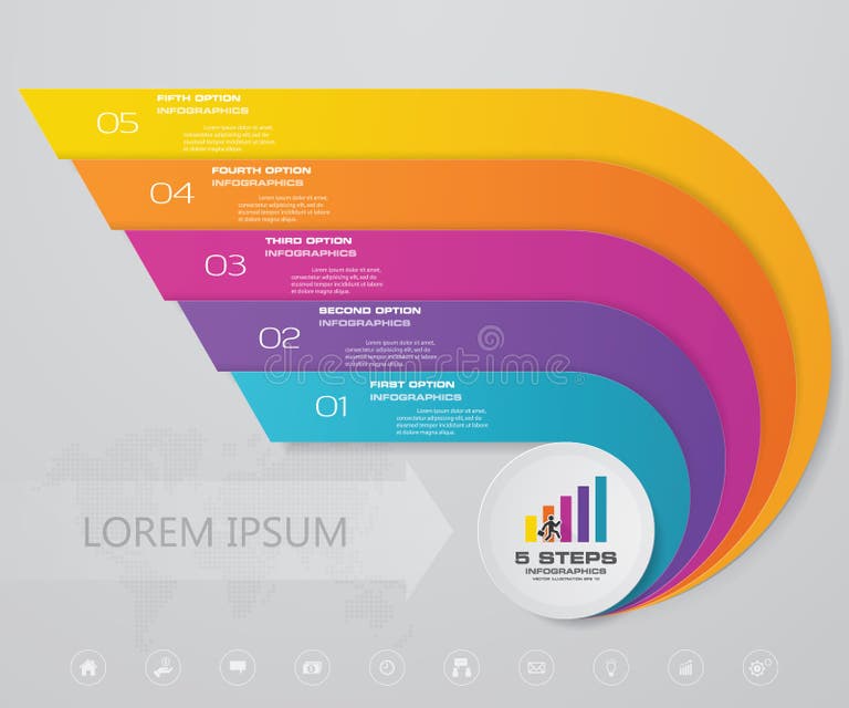5 Steps Infographics Element Wing Chart for Presentation. Stock Vector ...
