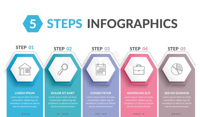 5 Steps Infographics stock vector. Illustration of abstract - 115853254