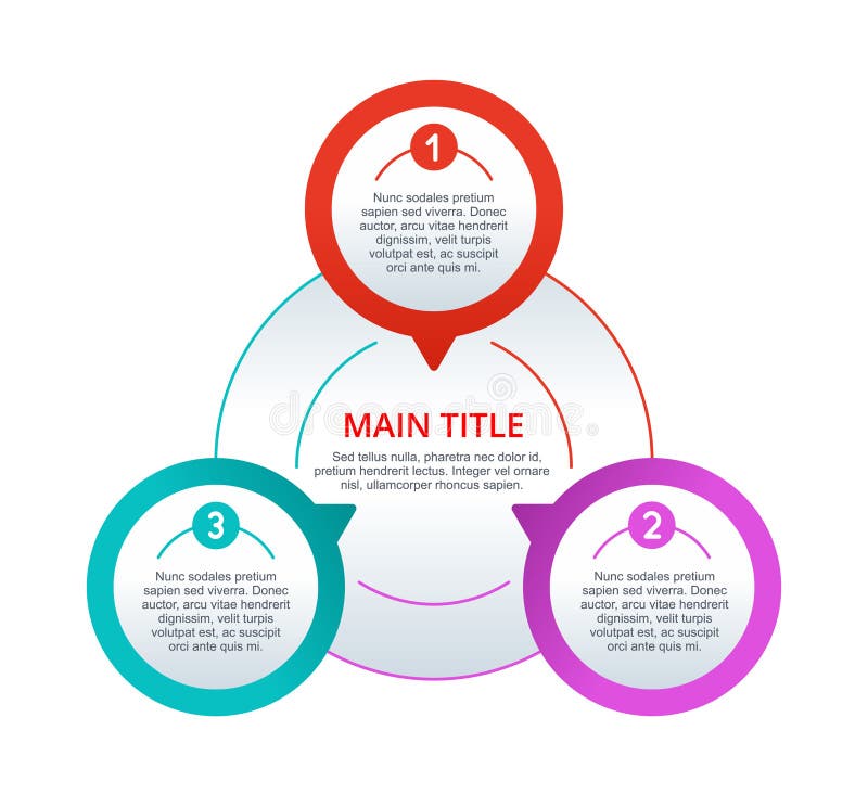 Infographics with Three Points in Segment Form Stock Vector ...