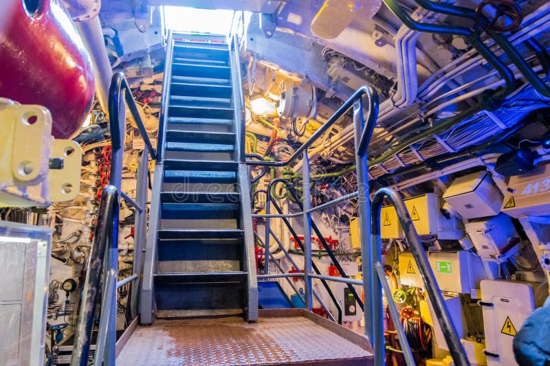 Steps Inside the Russian Submarine Stock Photo - Image of metal ...