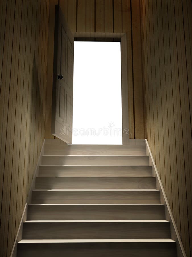 Steps Leading from a Dark Basement To Open the Door Stock Illustration ...
