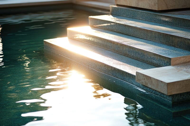 Steps Leading into a Pool with Clear Water Stock Image - Image of ...
