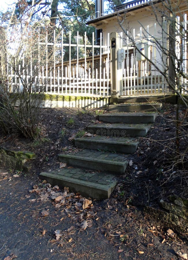 Steps Leading To the Gate and Fence of the House Stock Photo - Image of ...