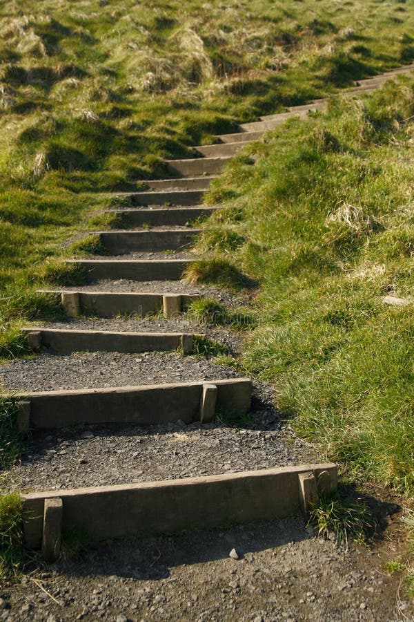 Steps Leading Up the Grassy Hill Stock Image - Image of field, hill ...