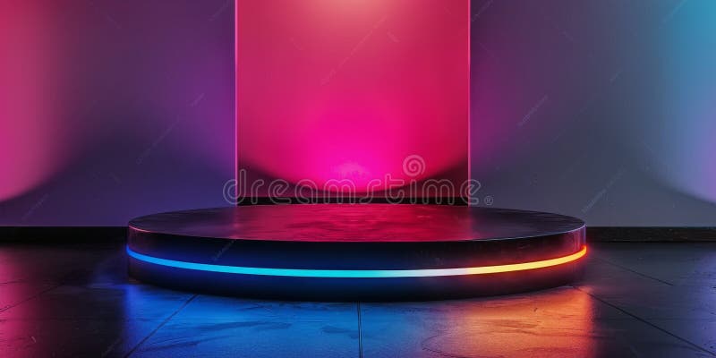 Illuminated Steps in Red and Blue Lights Stock Image - Image of ...