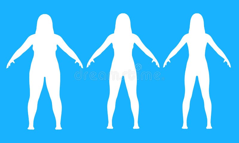Fat Man Slim And Overweight Characters Before And After Diet Concept