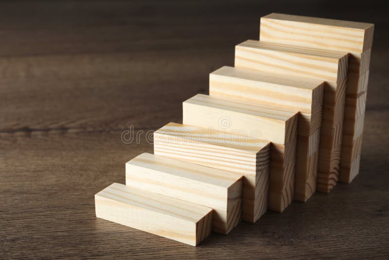 Steps Made with Blocks on Table. Career Ladder Stock Image - Image of ...