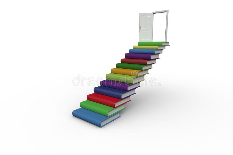 Steps Made from Books Leading To Open Door Stock Illustration ...