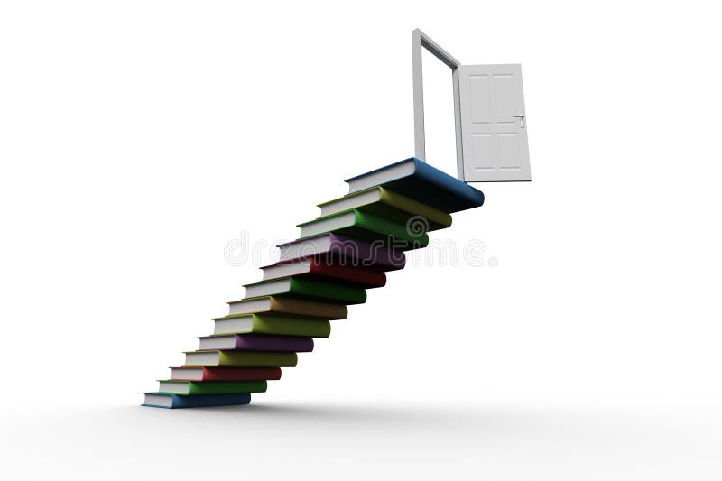 Steps Made from Books Leading To Open Door Stock Illustration ...