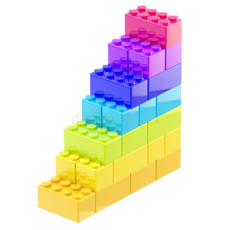 Steps Made of Toy Bricks Isolated Stock Illustration - Illustration of ...