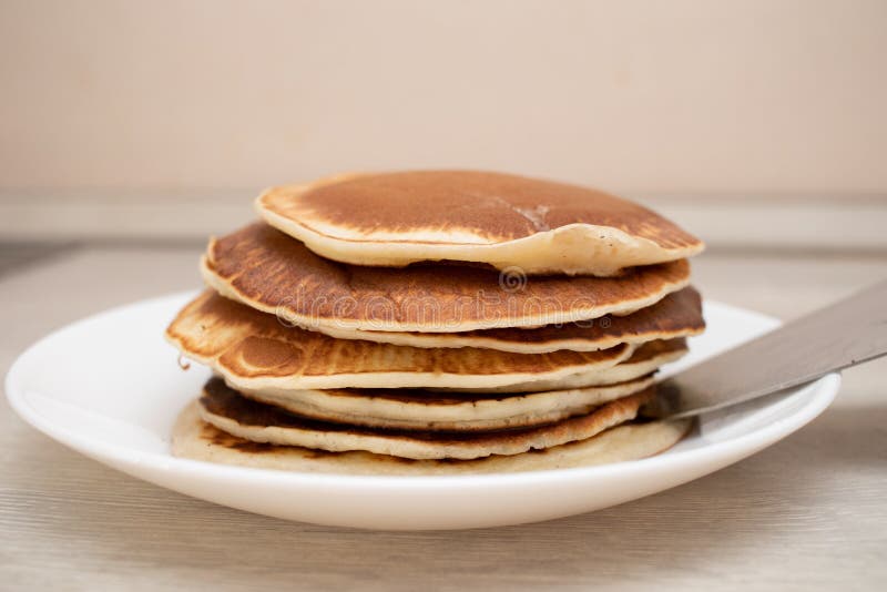 Steps of Making Cooking Pancake. Making Pancakes on Frying Pan. Step-by ...
