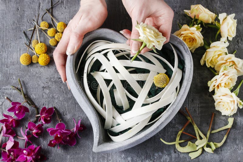 Steps of Making Floral Arrangement Stock Image - Image of gift, blossom ...