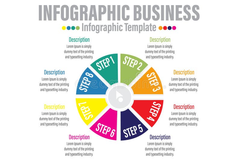 8 Steps Modern Circle Timeline Diagram with Planning Year Workflow and ...