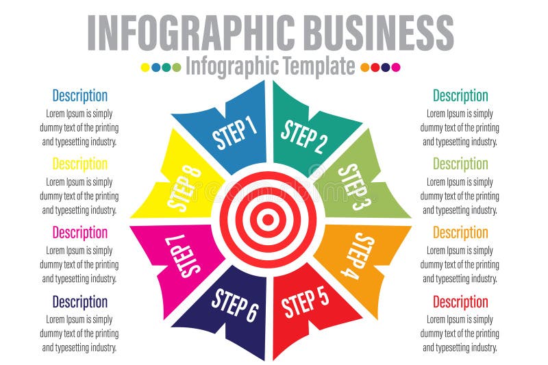 6 Steps Modern Circle Timeline Diagram with Planning Year Workflow and ...