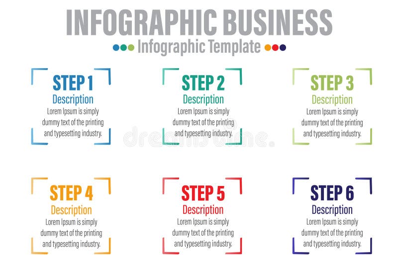 6 Steps Modern Focus Timeline Diagram with Workflow Presentation Vector ...