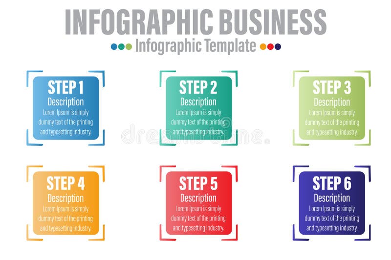6 Steps Modern Focus Timeline Diagram with Workflow Presentation Vector ...