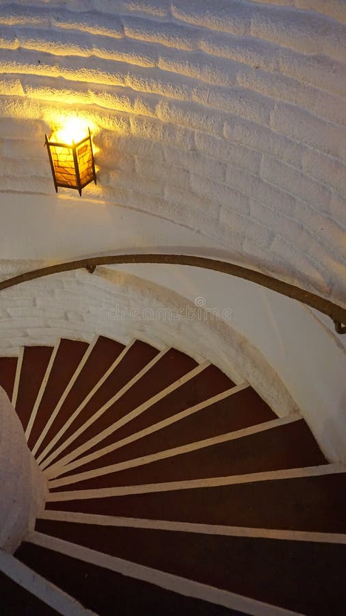 Round stairway stock image. Image of home, masonry, brwon - 120992915