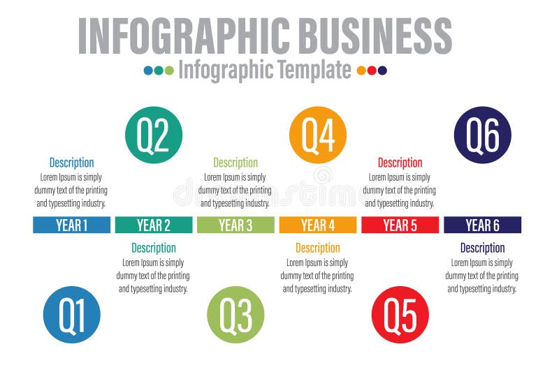 6 Steps Modern Timeline Diagram Calendar with Yearly Workflow and ...