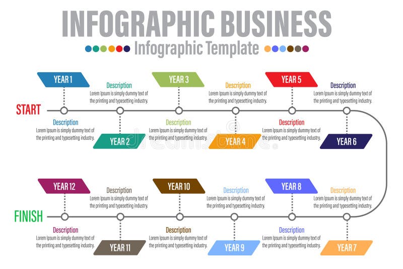 Infographic Template Timeline 12 Steps Vector Stock Illustrations – 527 ...