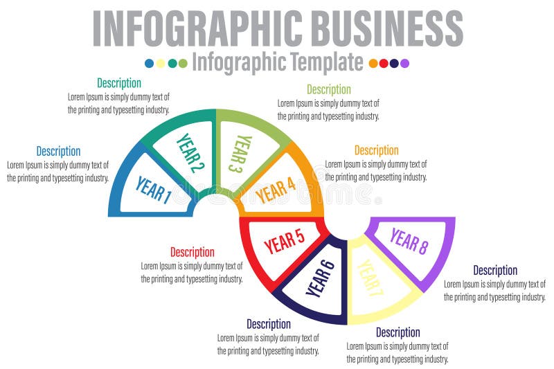 8 Steps Modern Timeline Diagram with Planning Year Workflow and Circles ...
