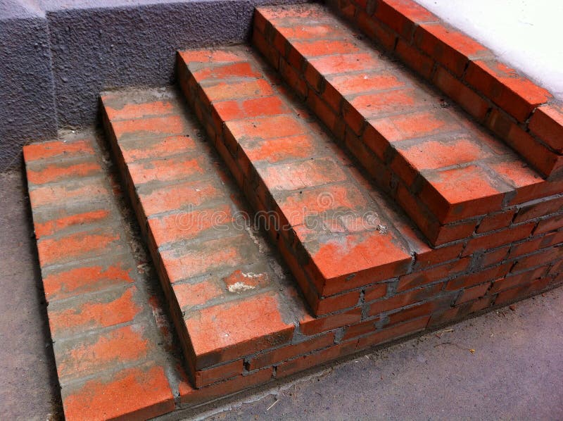 The Steps of a New Red Brick Staircase Stock Image - Image of outdoors ...