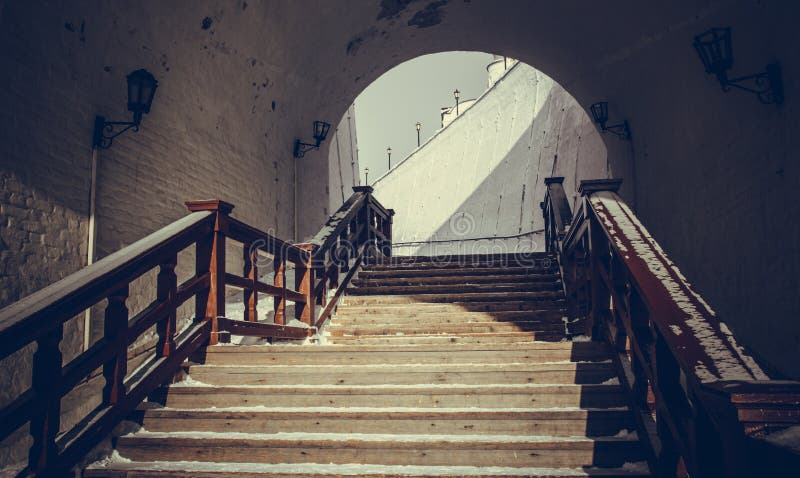 Steps into the Old City through the Archway of the Kremlin Stock Image ...