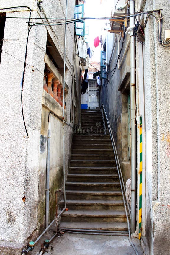 Steps through Old Narrow Alley Stock Image - Image of claustrophobic ...