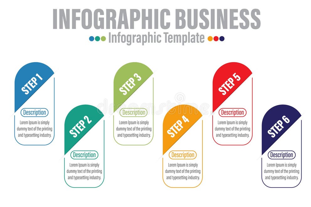 6 Steps, 6 Option Geometric Shape with Steps,options,processes or ...