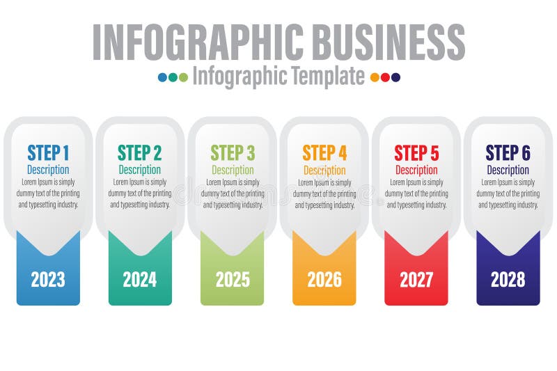 6 Steps, 6 Option Geometric Shape with Steps,options,processes or ...