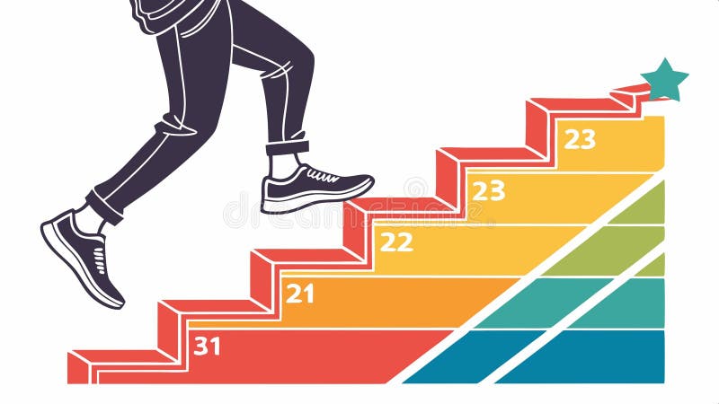 Steps with Person Climbing, Upward Mobility Progress Achievement Design ...