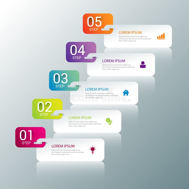 5 Steps Process Labels Infographics Mockup Template Background Stock ...
