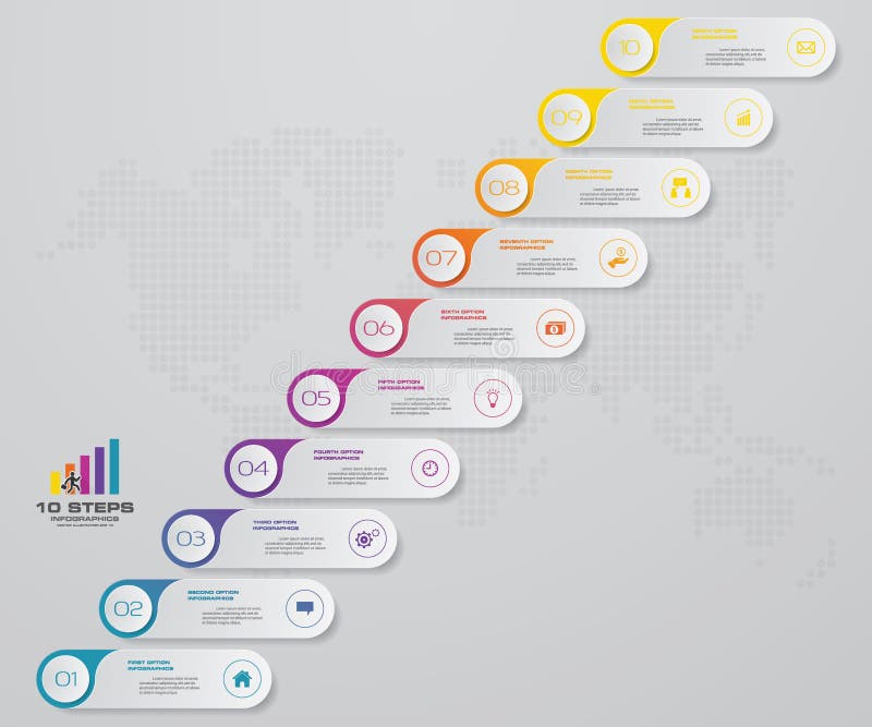 10 Steps Process Infographics Element for Presentation. Stock Vector ...