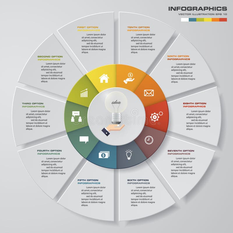 10 Steps Process. Simple&Editable Abstract Design Element. Vector Stock Vector - Illustration of ...