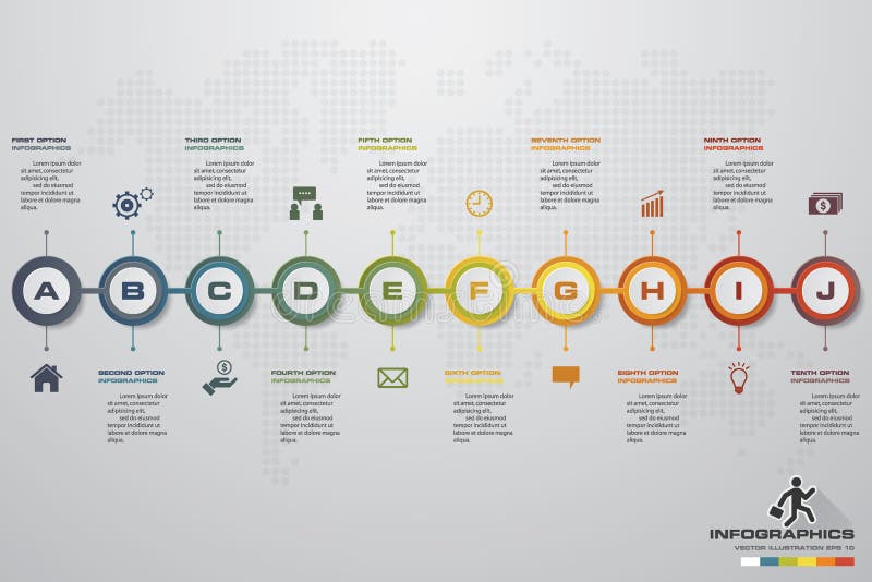 10 Steps Process. Simple&Editable Abstract Design Element. Vector ...