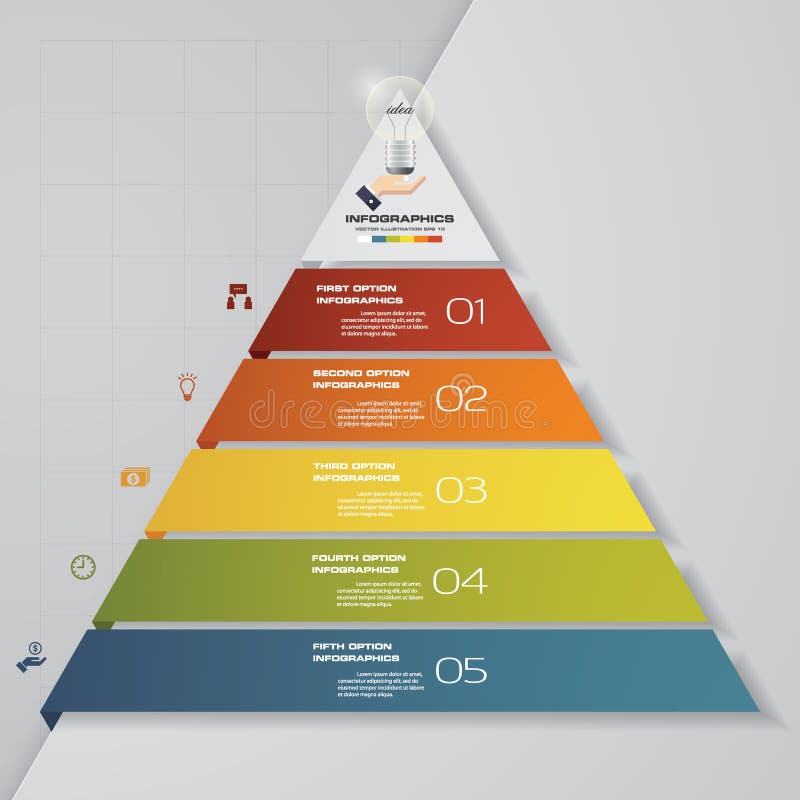 5 Steps Pyramid with Free Space for Text on Each Level. Infographics ...
