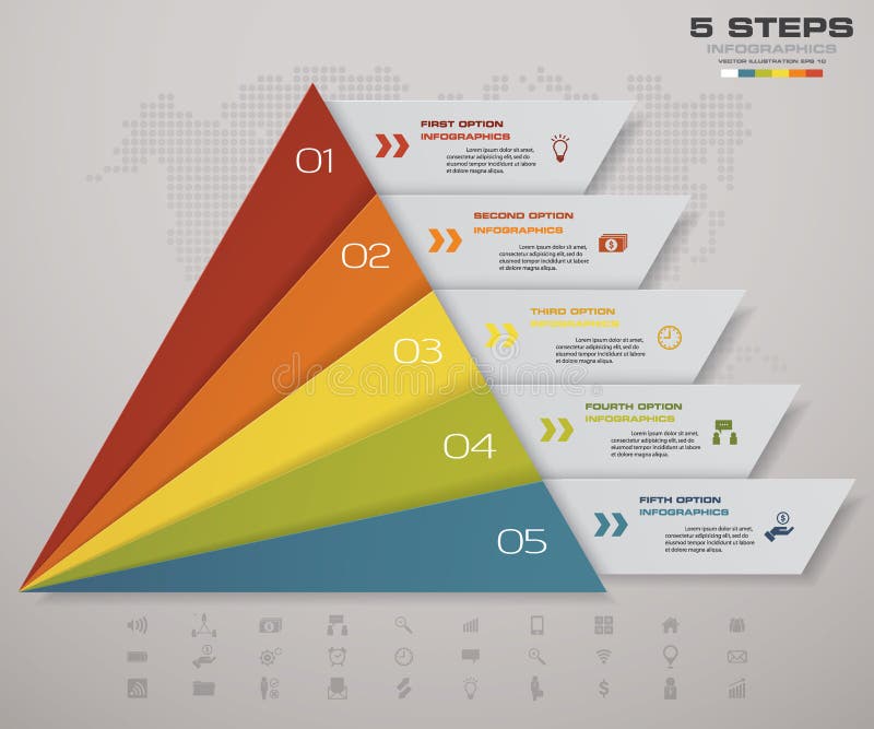 5 Steps Pyramid with Free Space for Text on Each Level. Infographics ...