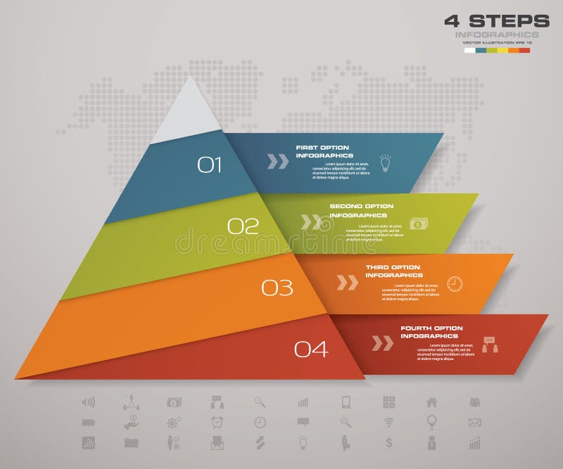 4 Steps Pyramid with Free Space for Text on Each Level. Infographics ...