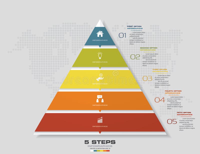 5 Steps Pyramid with Free Space for Text on Each Level. Infographics ...