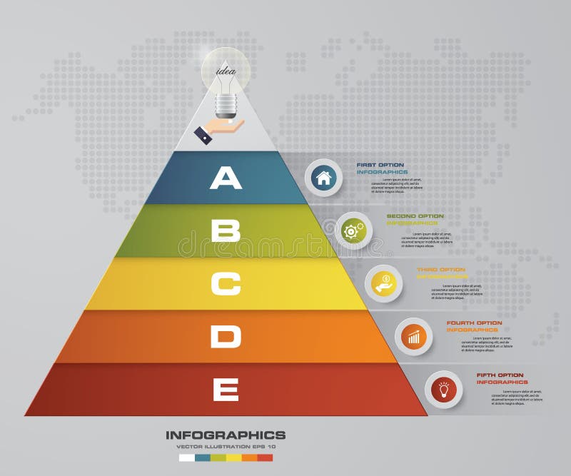 5 Steps Pyramid with Free Space for Text on Each Level. Infographics ...