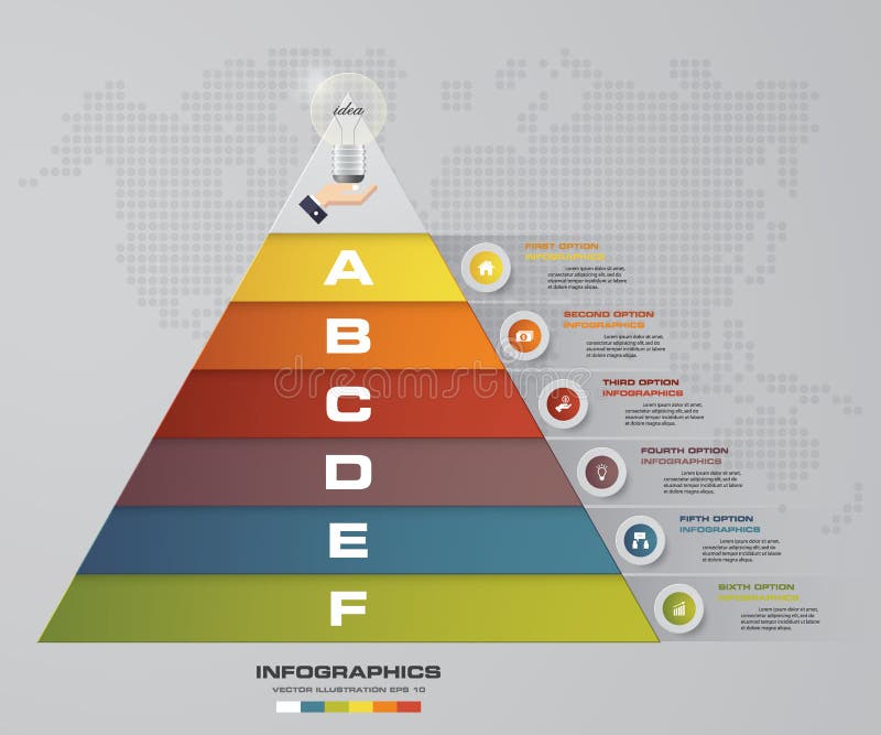 6 Steps Pyramid with Free Space for Text on Each Level. Infographics ...