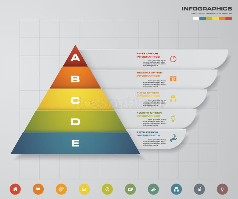 5 Steps Pyramid with Free Space for Text on Each Level. Infographics ...
